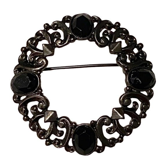 1928 | Jewelry | Vintage 928 Gunmetal Black Rhinestone Brooch | Poshmark